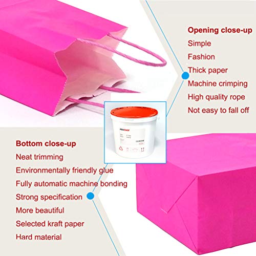 AZOWA Gift Bags Mini Kraft Paper Bags With Handles(Hot Pink, 25 Pcs)