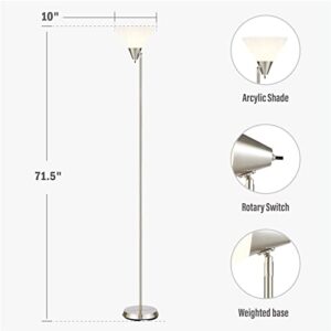 HonoDing Floor Lamp Standing Lamp Adjustable Head Arcylic Shade Floor Lamps for Living Room/Office/Bedroom (Satin Nickel)