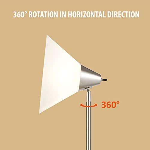 HonoDing Floor Lamp Standing Lamp Adjustable Head Arcylic Shade Floor Lamps for Living Room/Office/Bedroom (Satin Nickel)