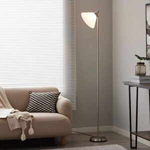 HonoDing Floor Lamp Standing Lamp Adjustable Head Arcylic Shade Floor Lamps for Living Room/Office/Bedroom (Satin Nickel)