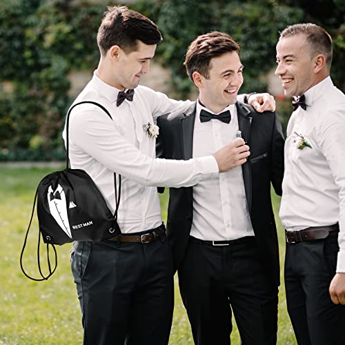 7 Pack Groomsmen Proposal Bags Man Gifts for Wedding Party Favor Bags with Drawstring Black Wedding Present Set for Groomsman Father's Birthday Anniversary Wedding Party Supplies