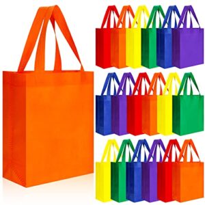 48 pcs rainbow color reusable gift bags with handles, multi color bulk grocery bags fabric tote bags for shopping, merchandise, events, parties, boutiques, retail stores, business, 8 x 4 x 10 inch