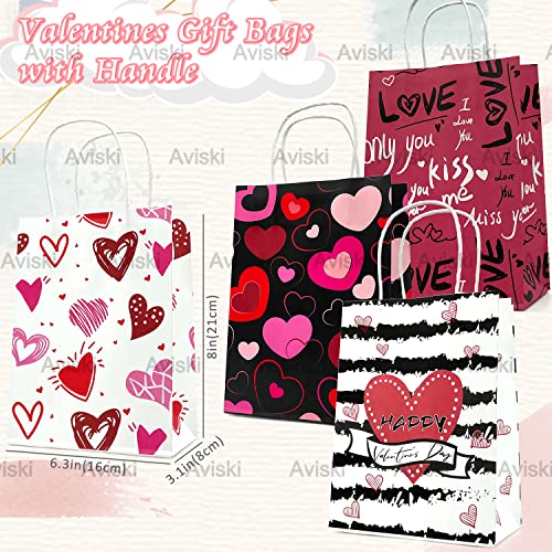 17pcs Valentines Day Gift Bags, Gift Box Set, Candy Bag, Gift Boxes, Small Present Boxes, Gift Bags with Handles, Recycled Party Boxes and Bags, Heart Printed Cardboard Box for Candy, Cookies and Party Favors