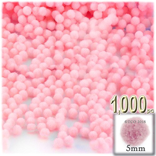 The Crafts Outlet Polyester Pom Poms, Solid Color, 5mm/0.20-inch, 200-pc, Light Pink