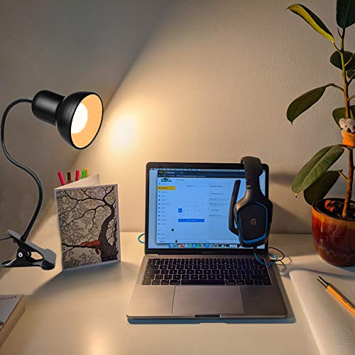 Desk lamp, 360°Rotation Clip on Lamp, Clip On Reading Light, Gooseneck Lamp-On Cable, Portable Clip on Light/Reading Book Light/Clamp Light, Eye-Caring Study clamp for Bedroom Office Home Lighting