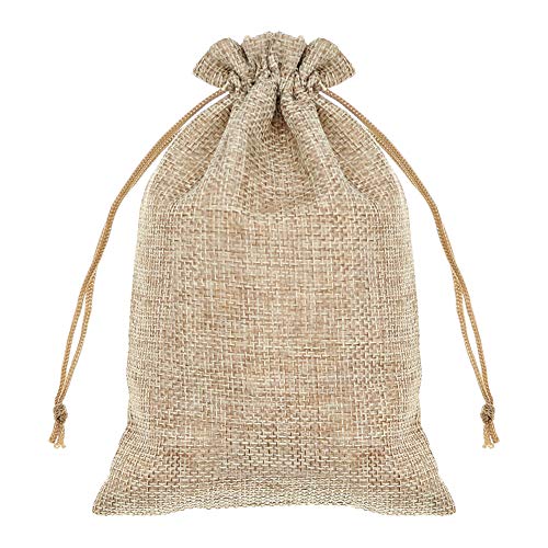 SumDirect 20Pcs 5x7inch Brown Linen Burlap Bag, Mini lightweight Gift Bags Breathable Pouches with Drawstring Packing Storage Jute Sacks for Wedding, Party, Birthday, DIY Craft…