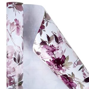 WRAPAHOLIC Wrapping Paper Roll - Beautiful Purple Floral Design for Wedding, Party, Birthday, Holiday, Baby Shower - 30 Inch x 33 Feet