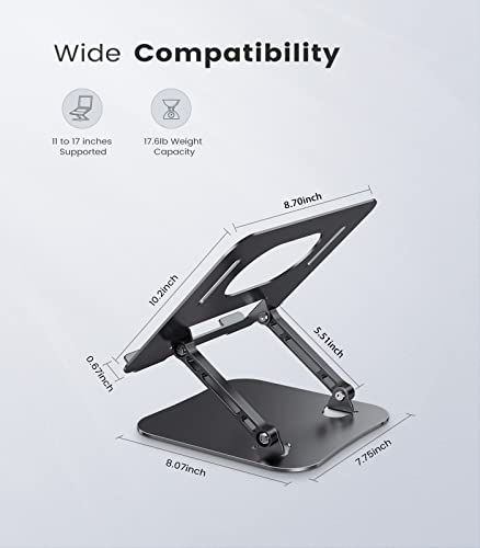 Orlian Laptop Stand Adjustable Computer Stand Sturdy Aluminum Laptop Stand for Desk Foldable Laptop Holder Portable Laptop Riser for 11–17-inch Laptop Notebook Tablet and More