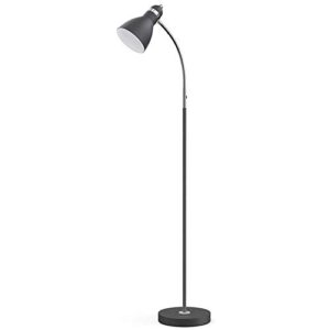 lepower floor lamp, metal standing lamp with adjustable gooseneck, heavy metal based, reading pole lamp for office, black floor lamps for bedroom, living room