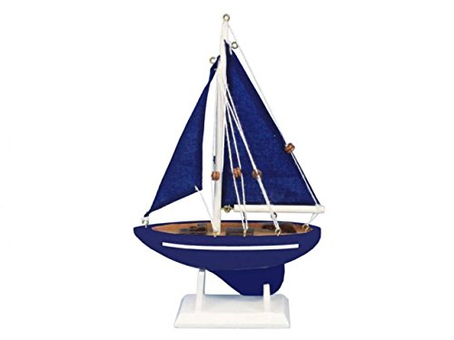 Hampton Nautical Sailboat9-119 Wooden Deep Blue Sea Sailboat9-119 Sailboat 9" - Sailboat Decoration - Sailboat9-119 Sailing Ship