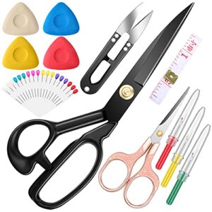 12 pcs sewing scissors set for fabric cutting tailor scissors small scissors fabric scissors with tape measure thread snips 3 seam rippers 4 sewing tailors chalk sewing pins for diy quilting gifts