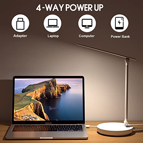 BEYONDOP LED Desk Lamp, Dimmable Desk Light Touch Control with 5 Lighting & 5 Brightness Level, Eye Caring Reading Lamp, Desk Lamps for Home Office, Foldable Table Lamp for Study Dorm School Gifts