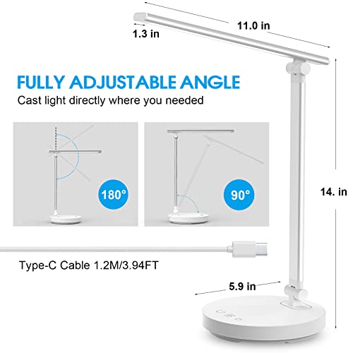 BEYONDOP LED Desk Lamp, Dimmable Desk Light Touch Control with 5 Lighting & 5 Brightness Level, Eye Caring Reading Lamp, Desk Lamps for Home Office, Foldable Table Lamp for Study Dorm School Gifts