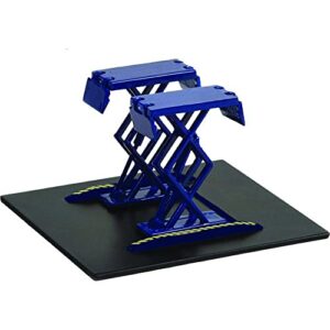 greenlight 16160-a auto body shop – automotive double scissor lifts series 1 – blue 1/64 scale