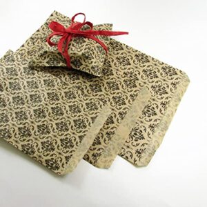 200 pcs Damask Paper Gift Bags Shopping Sales Tote Bags Brown with Black Damask Design (8 1/2" x 11") by 888 Display USA