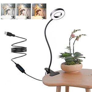 clip on desk lamps,48 leds 360°flexible gooseneck reading table light,3 color modes, 10 dimmable brightness, eye-caring usb clamp books night light for home, office, dorm, study, work (black)2