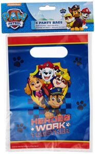 amscan 9903822 plastic loot bags theme-8 pcs, lootbags paw patrol 2018