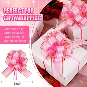 20 Pieces Pull Bow Gift Wrapping Pull Bow Ribbon Pull Bows for Christmas Wedding Baskets Valentine's Day Bows Multicolor Ribbon Bow for Gift Wrapping, 6 Inches Diameter (Pink)