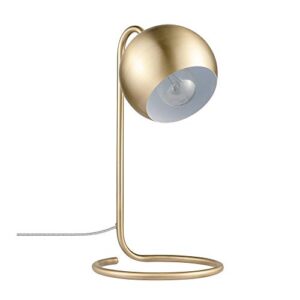 globe electric 52885 15″ desk lamp, matte brass, white inner shade, modern, home décor, lamp for bedroom, home office accessories, desk lamps for home office, desk light, desk lamp white shade