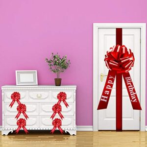 20 Inches Red Car Bow Happy Birthday Large Car Ribbon Bow and 5 Pieces 6 Inch Pull Bow for Christmas Party Car Decoration New Houses Wedding