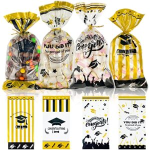 bnsikun 100pcs graduation cellophane bag graduation treat bags candy popcorn bags cello bag party favors gifts bags for graduation party table setting