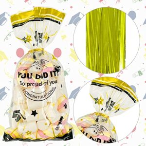 Bnsikun 100Pcs Graduation Cellophane Bag Graduation Treat Bags Candy Popcorn bags Cello Bag Party Favors Gifts Bags for Graduation Party Table Setting