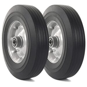 (2-pack) ar-pro 10”x2.5” flat free solid rubber replacement tires – flat-free tires for hand trucks and wheelbarrows with 10” tires with 5/8″ axles