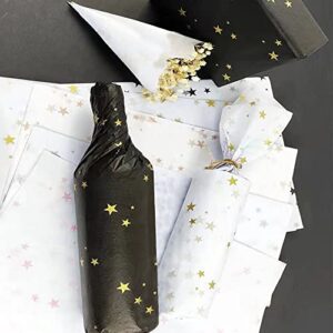 Gold Star Bulk Tissue Paper Gift Wrap 25 Sheets 19.7" x 27.5" for Birthday Wedding Gift Bags DIY Art Craft Wrapping Gift Tissue Paper (White Gold)