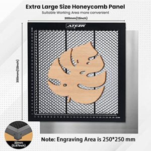 ATEZR 300x300mm Laser Honeycomb Work Table for Laser Engraving Machine, 12x12'' Honeycomb Bed for Fast Heat Dissipation, Bench Protection Compatible with All Laser Engraver Cutting