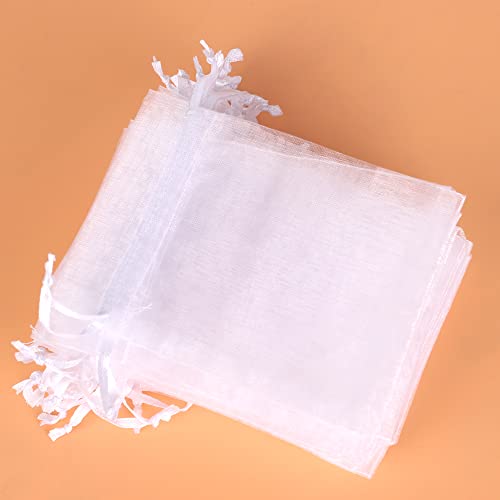 LANXINGYAN 100pcs White Organza bags 3.5x4.7 Inches Sheer Organza Bags Small Mesh Bags Jewelry Candy Wedding Party Bags (3.5x4.7"White)…