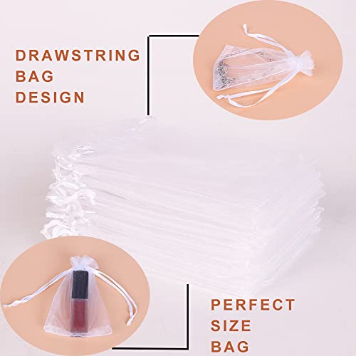 LANXINGYAN 100pcs White Organza bags 3.5x4.7 Inches Sheer Organza Bags Small Mesh Bags Jewelry Candy Wedding Party Bags (3.5x4.7"White)…