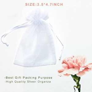 LANXINGYAN 100pcs White Organza bags 3.5x4.7 Inches Sheer Organza Bags Small Mesh Bags Jewelry Candy Wedding Party Bags (3.5x4.7"White)…