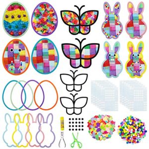 exquiss easter tissue paper suncatcher crafts-bunny+egg+butterfuly suncatchers crafts with 1600pcs craft kits for kids easter crafts suncatchers easter diy activities school art crafts