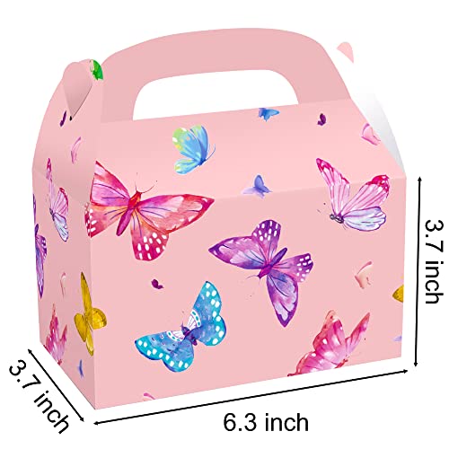 24Pcs Butterfly Party Gift Treat Box, Butterfly Party Goodie Candy Box Kraft Treat Paper Boxes for Butterfly Themed Birthday Party Supplies