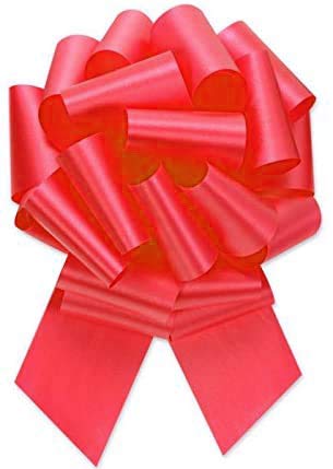 Large Ruby Red Gift Wrap Pull Bows - 5" Wide, Red Ribbon Big Pull Flower Bows for Christmas, Valentines, Mother's Day Gifts and Presents, Set of 6 (X-Mas Red)