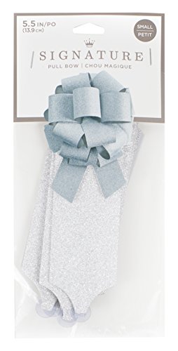 Hallmark Signature 5" Gift Bow (Silver Glitter) DIY Pull Bow for Christmas, Holidays, Weddings, Anniversaries, Birthdays and More