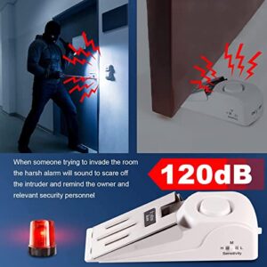 Upgraded Door Stop Alarm with Portable Door Lock 120 dB Travel Door Stopper Door Wedge Alarm with 3 Levels Sensitivity for Hotel, Home, Apartment