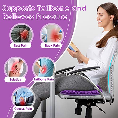 Enhanced Full Gel Seat Cushion for Sitting - Hip, Coccyx, Sciatica, Pressure Sores Tailbone Pain Relief Pad, Seat Cushion for Car, Wheelchair, Desk, Stadium - Egg Sitter Cushion for Pressure Relief