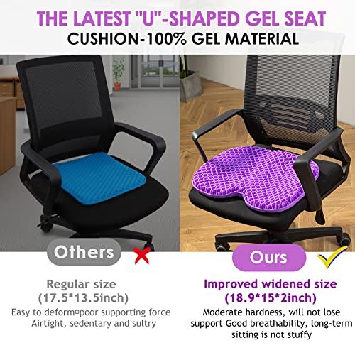 Enhanced Full Gel Seat Cushion for Sitting - Hip, Coccyx, Sciatica, Pressure Sores Tailbone Pain Relief Pad, Seat Cushion for Car, Wheelchair, Desk, Stadium - Egg Sitter Cushion for Pressure Relief