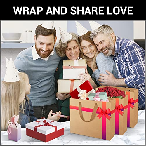 EUSOAR Kraft Paper Gift Wrap Bags, 25pcs Small 10.6"x3.1"x8.3" Reusable Sturdy Heavy Duty Shopping Bags with Handle Bulk, Retail, Boutique, Business,Wedding Party Favor,Grocery,Restaurant Take-Out Bag