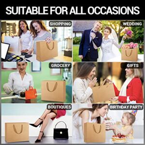 EUSOAR Kraft Paper Gift Wrap Bags, 25pcs Small 10.6"x3.1"x8.3" Reusable Sturdy Heavy Duty Shopping Bags with Handle Bulk, Retail, Boutique, Business,Wedding Party Favor,Grocery,Restaurant Take-Out Bag