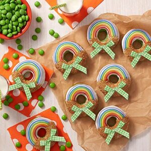 AIMUDI Mini Green Bows for St. Patrick's Day 1.5 Inch Small Gingham Bows Pre-Tied Small Green Plaid Bows Green and White Buffalo Plaid Bows for Crafts Invitation Card Flower Applique - 100 Counts