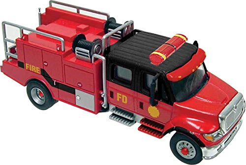 Walthers HO Scale 1/87 Scenemaster International(R) 7600 2-Axle Crew-Cab Brush Fire Truck - Assembled - Red, Black