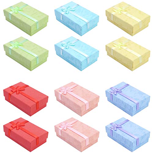 SKPPC 24 PCS Paper Gift Boxes with Lids and Ribbon Bows for Jewelry Display-Rings, Watches, Necklaces, Earrings and Bracelet Gift Packaging Box，6 Colors