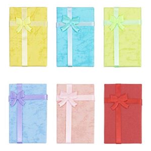 SKPPC 24 PCS Paper Gift Boxes with Lids and Ribbon Bows for Jewelry Display-Rings, Watches, Necklaces, Earrings and Bracelet Gift Packaging Box，6 Colors