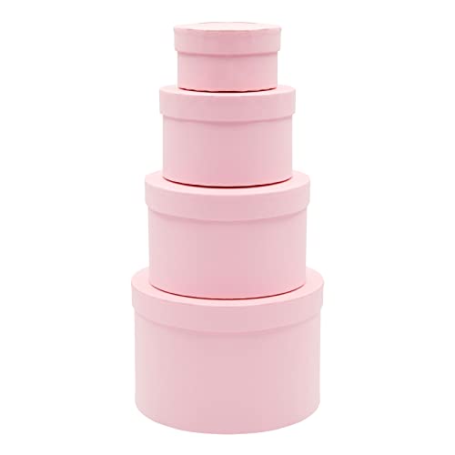 Stockroom Plus Set of 4 Light Pink Round Nesting Gift Boxes with Lids (4 Assorted Sizes)