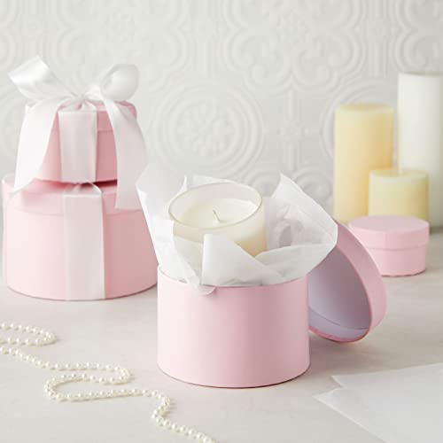 Stockroom Plus Set of 4 Light Pink Round Nesting Gift Boxes with Lids (4 Assorted Sizes)