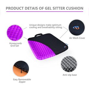 Gel Seat Cushion Comfort Honeycomb Egg Crate Design Gel Pad Provides Excellent Support For Lower Back, Spine, Hips Promotes Venting & Good Sitting Posture For Office Chair Car Sitter Wheelchair