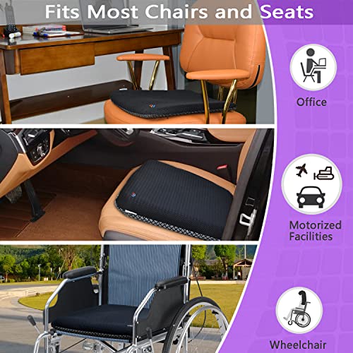 Gel Seat Cushion Comfort Honeycomb Egg Crate Design Gel Pad Provides Excellent Support For Lower Back, Spine, Hips Promotes Venting & Good Sitting Posture For Office Chair Car Sitter Wheelchair