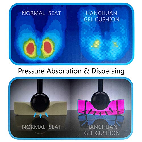 Gel Seat Cushion Comfort Honeycomb Egg Crate Design Gel Pad Provides Excellent Support For Lower Back, Spine, Hips Promotes Venting & Good Sitting Posture For Office Chair Car Sitter Wheelchair